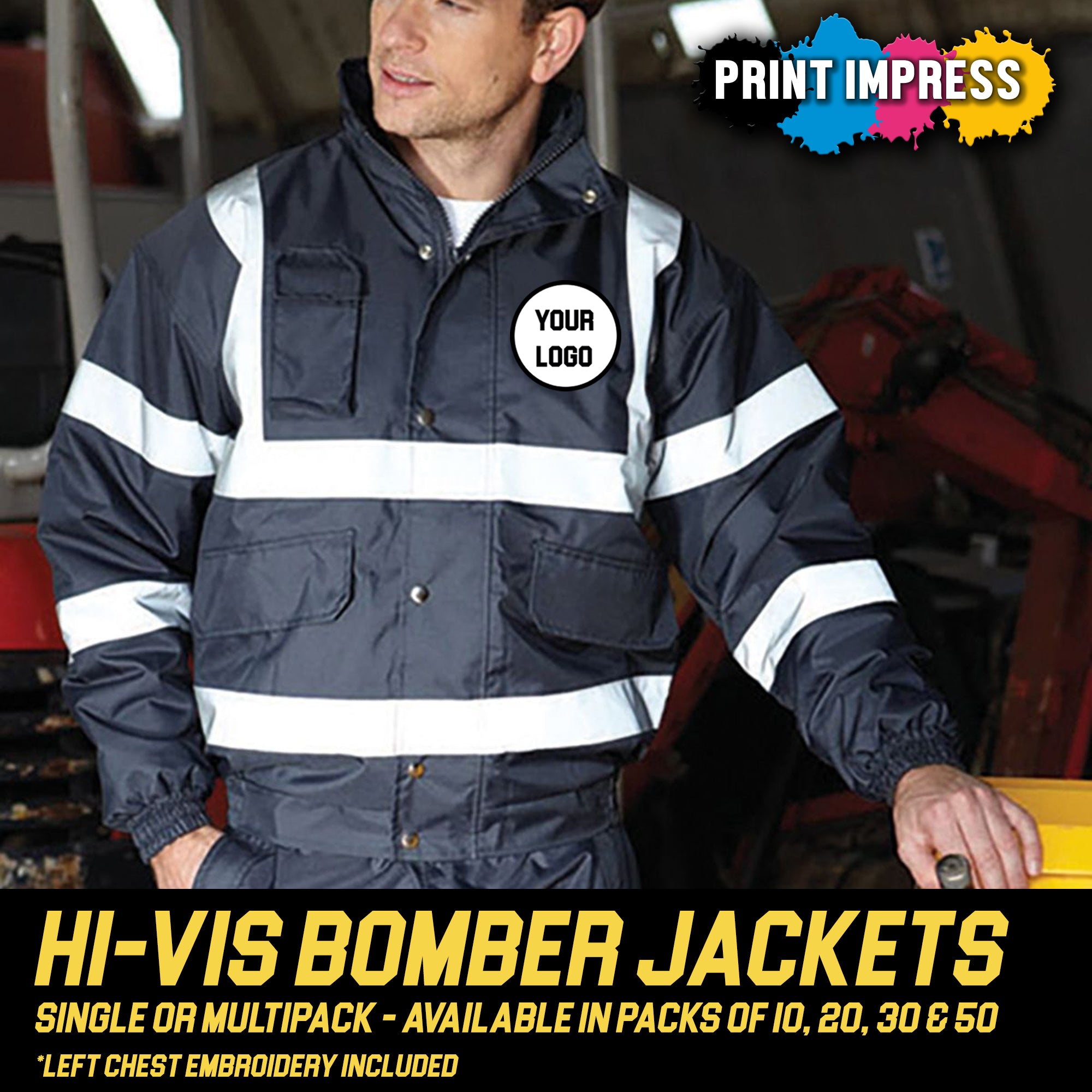 Hi-Vis Bomber Jacket | Single / Multipack | Logo Embroidery Included