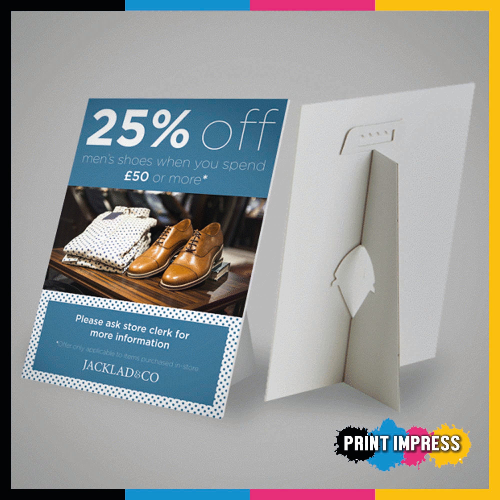 A4 Strut Cards | Table and Countertop Freestanding Display